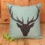 Federa cuscino fantasia testa di cervo, verde doubleface, moderno in ...