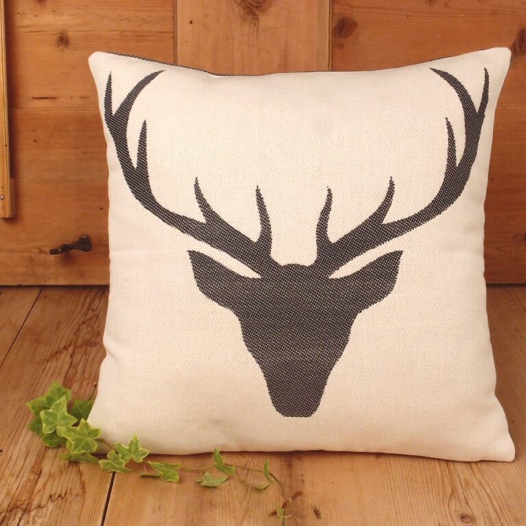 Federa cuscino con cervo, verde doubleface, moderno in stile tirolese ...