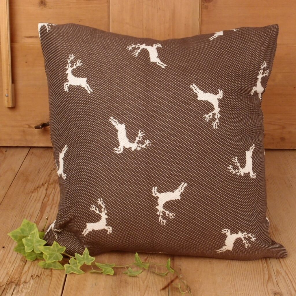 "cervo in loden e similcuoio marrone" federa cuscino • Gaidra
