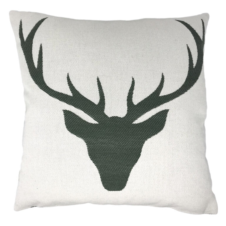 Federa cuscino fantasia testa di cervo, verde doubleface, moderno in ...