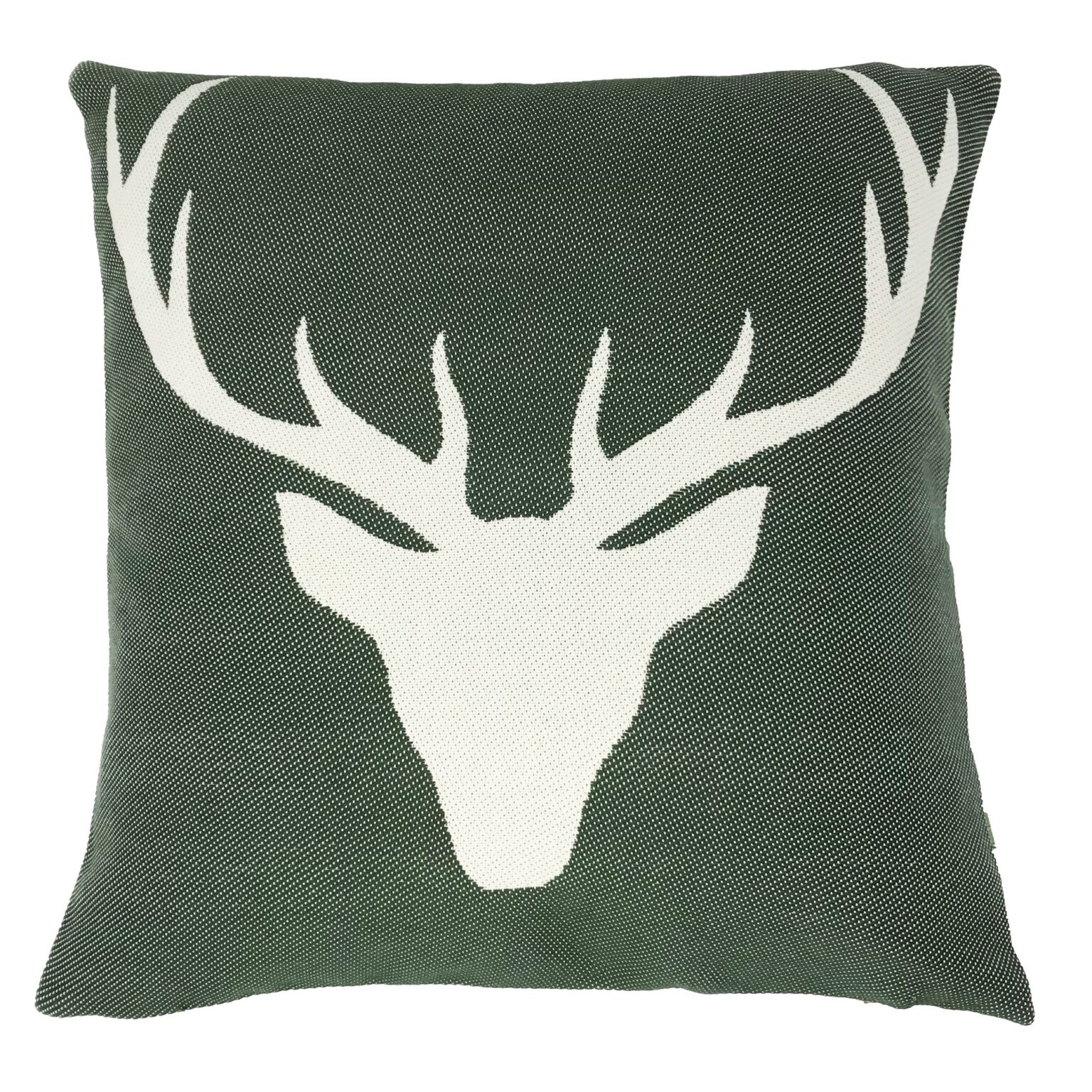 Federa cuscino con cervo, verde doubleface, moderno in stile tirolese ...
